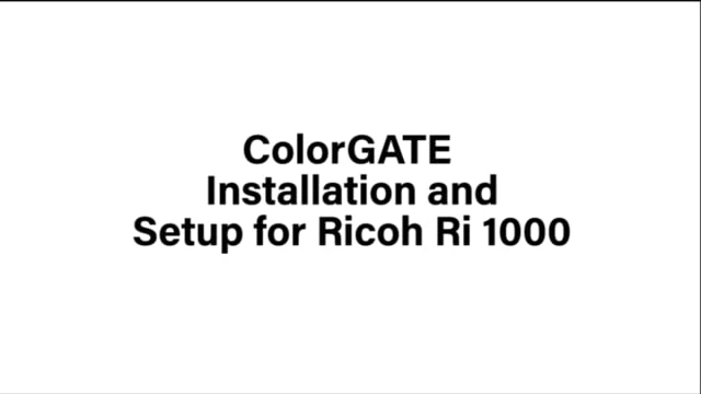 ColorGATE Installation and Setup for Ricoh Ri 1000